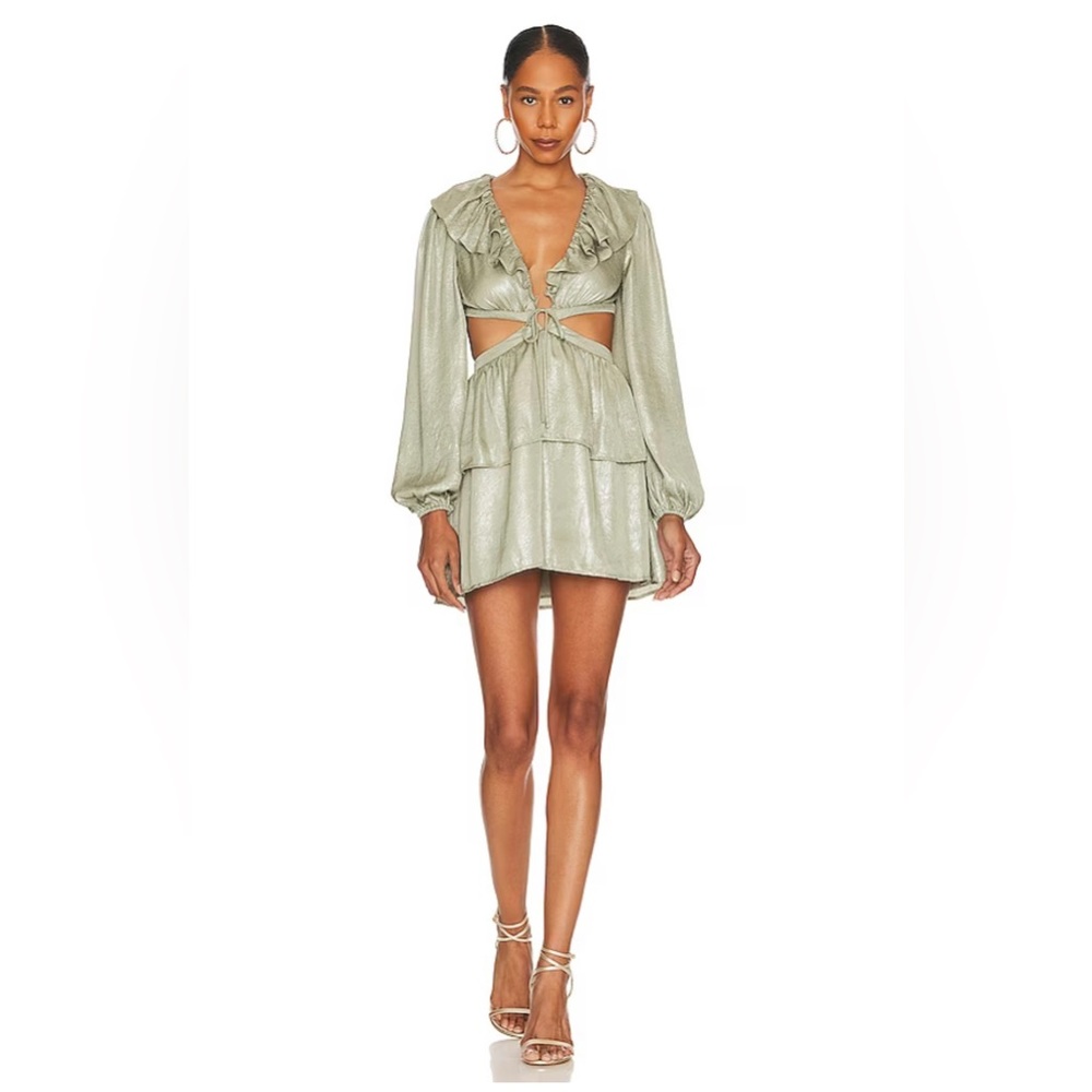 Tularosa Evie Mini Dress In Sage Green - Gem